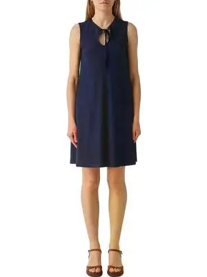 Malìparmi Sleeveless Mini Dress With Keyhole Neck And Front Tie - Blue