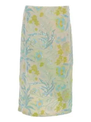Baum Und Pferdgarten Jolette Sequin-embellished Floral Midi Skirt - Neutrals