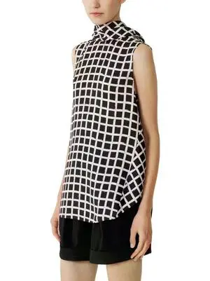 LANVIN Check-pattern Sleeveless Top - Black