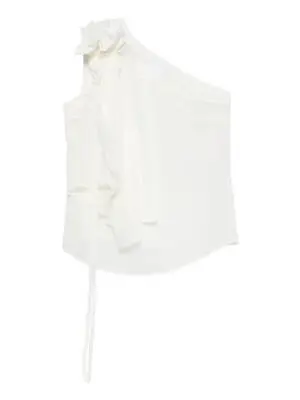 Sú One-shoulder Floral-appliqué Blouse - White