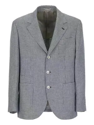 Brunello Cucinelli Checkered-pattern Deconstructed Blazer Grey