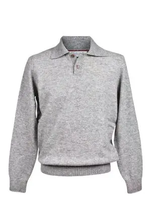 Brunello Cucinelli Knit Polo-collar Wool Sweater - Grey