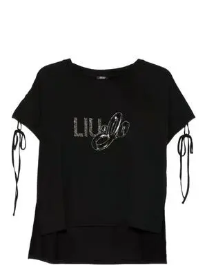 Liu Jo Logo-embellished Tie-sleeve T-shirt - Black