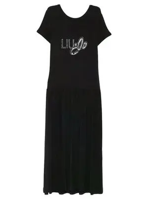 Liu Jo Logo-embellished V-neck Dress - Black