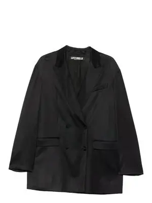 LUTZ HUELLE Hero Double-breasted Satin-finish Blazer - Black