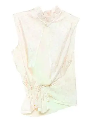 AUGUST BARRON Floral-print Mock Neck Top - Neutrals