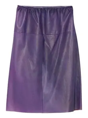 Prada A-line Lambskin Leather Skirt - Purple