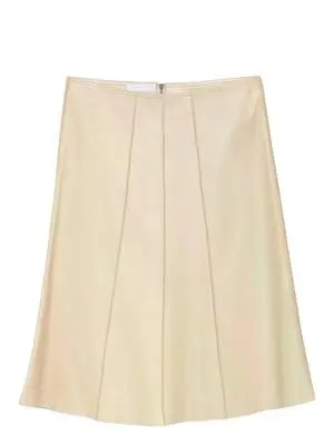 Prada A-line Leather Skirt - Neutrals