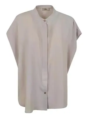 Herno Cap-sleeve Band-collar Blouse - Neutrals