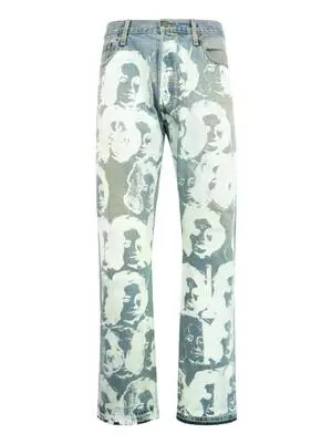 BETTER WITH AGE Graphic-print Distressed Jeans - Blue