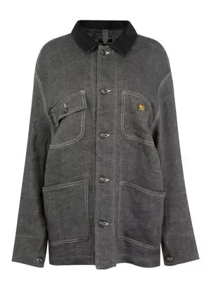 R13 Contrast-collar Oversized Jacket - Grey