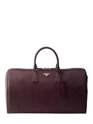 Prada Saffiano Leather Travel Duffle Bag - Red