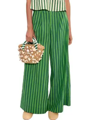 SIMONMILLER Thorne Stripe-print Cotton Trousers - Green