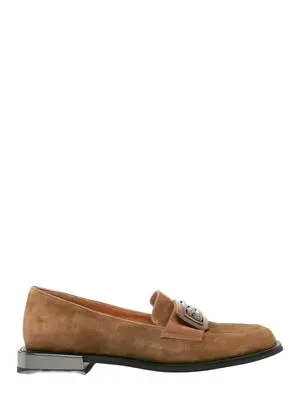LINDA BAUMANN Buckle-detail Suede Loafers - Brown