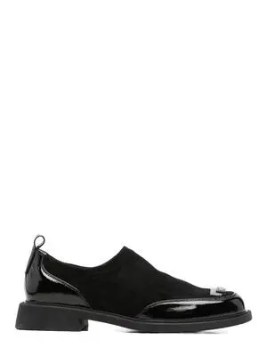 LINDA BAUMANN Patent-paneled Plaque-detail Loafers - Black