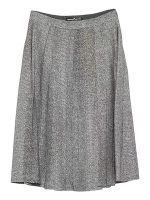 Ermanno Scervino Herringbone-pattern Pleated Midi Skirt - Grey