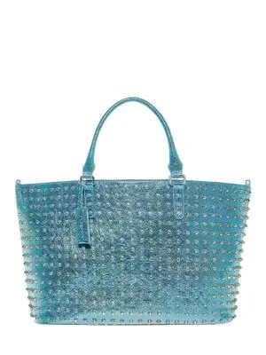 John Richmond Studded Metallic Tote Bag - Blue