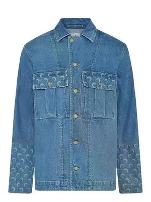 MARINE SERRE Moon-print Denim Jacket - Blue