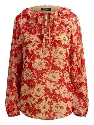 Ralph Lauren Floral-print Ruffled Shirt - Red