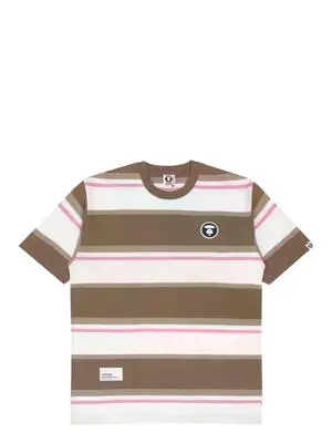 AAPE BY *A BATHING APE Moonface-patch Striped T-shirt - Neutrals
