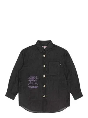 AAPE BY *A BATHING APE Logo-embroidered Button-down Cotton Shirt - Black