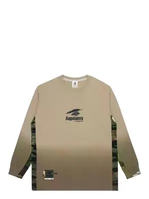 AAPE BY *A BATHING APE Moonface Gradient Long-sleeve Cotton T-shirt - Neutrals