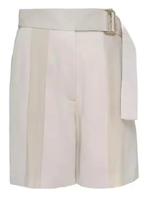 CLUB21 COLLECTION Sloane Belted Crepe Shorts - Neutrals