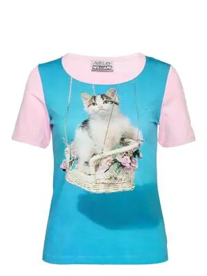Ashley Williams Kitten-print Panelled T-shirt - Pink