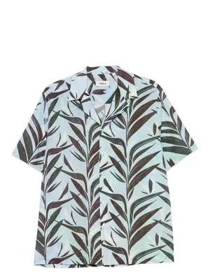 Altea Leaf-print Short-sleeve Shirt - Blue