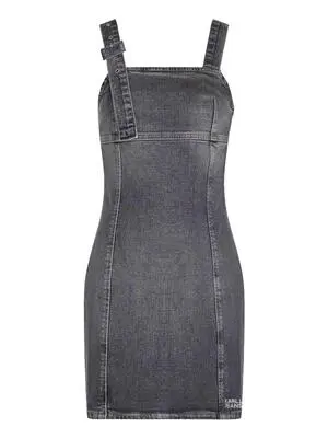 Karl Lagerfeld Buckle-strap Denim Mini Dress - Blue