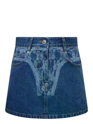 PUSHBUTTON Printed Denim Mini Skirt - Blue
