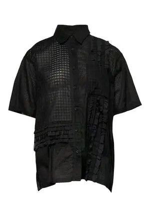 LEE MATHEWS Victoria Ruffled-detail Shirt - Black