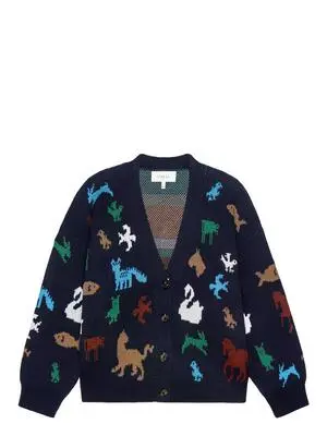 The Great. Pictograph Jacquard-knit Cardigan - Blue