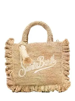 MC2 SAINT BARTH Ruffled Raffia Beach Bag - Neutrals