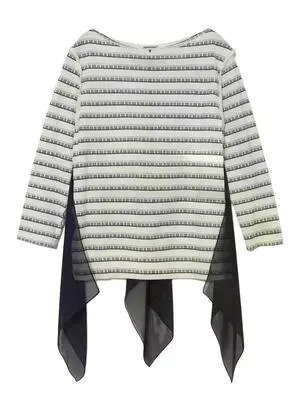 Undercover Piano-print Draped-panel Top - Neutrals