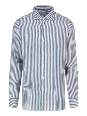 FINAMORE 1925 Striped Long-sleeve Shirt - Blue