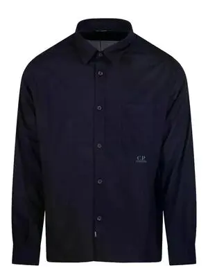 C.P. COMPANY Logo-print Chest-pocket Shirt - Blue