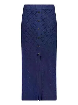 HEVRON Diamond-pattern Button-detail Skirt - Blue
