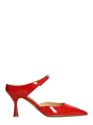 FRATELLI RUSSO Patent-Finish Crystal-Embellished Pumps Red