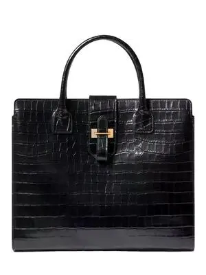 NILI LOTAN Lou Croc-Effect Leather Tote Bag