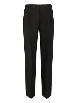 LARDINI Linen Tailored Trousers - Black
