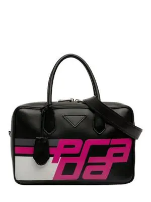 Prada City Calf Racing Satchel - Black