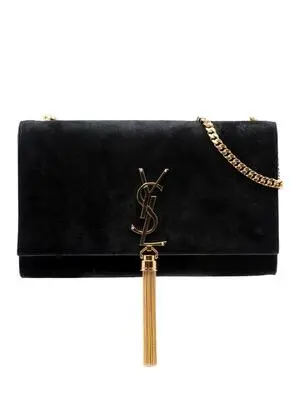 Saint Laurent 2016 Medium Suede Monogram Kate Tassel Crossbody Bag - Black