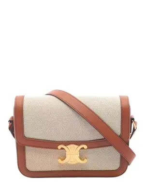 CELINE Classique Canvas And Calfskin Triomphe Crossbody Bag