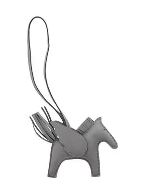 Hermès Milo Lambskin Grigri Rodeo Pegasus Bag Charm Pm Key Chain - Grey