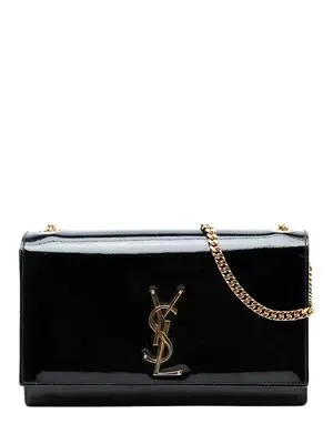 Saint Laurent Medium Patent Monogram Kate Crossbody Bag - Black