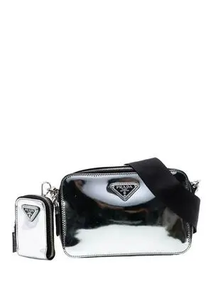 Prada Small Spazzolato Brique Crossbody Bag - Silver