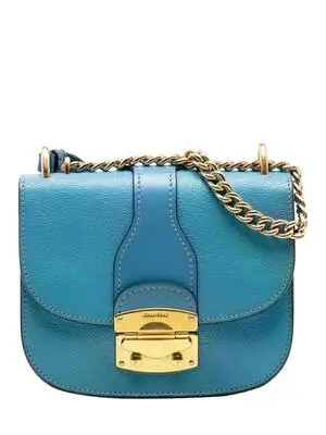 Miu Miu Goatskin Madras Crossbody Bag - Blue