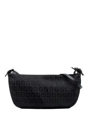 Fendi Zucchino Canvas Shoulder Bag - Black