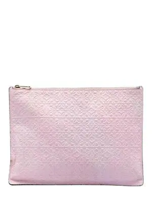 Loewe Embossed Anagram Calfskin Repeat Pouch Clutch Bag - Pink